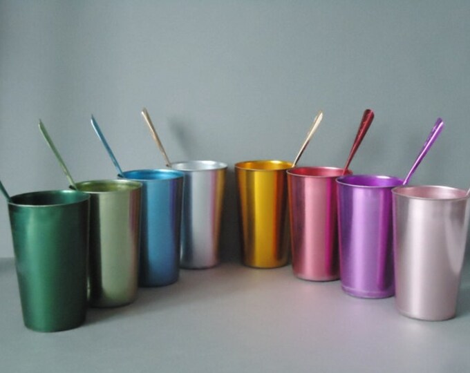 Retro Rainbow Bascal Tumblers and Stirrers - Colored Aluminum Cups ...