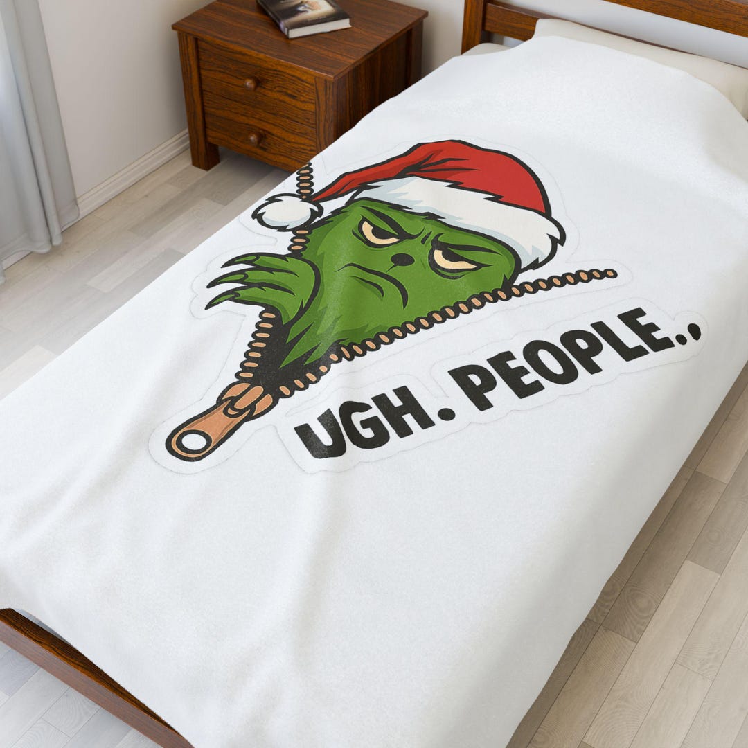 Christmas | Grinch | Grumpy Santa Monster Velveteen Plush Blanket | Ugh ...