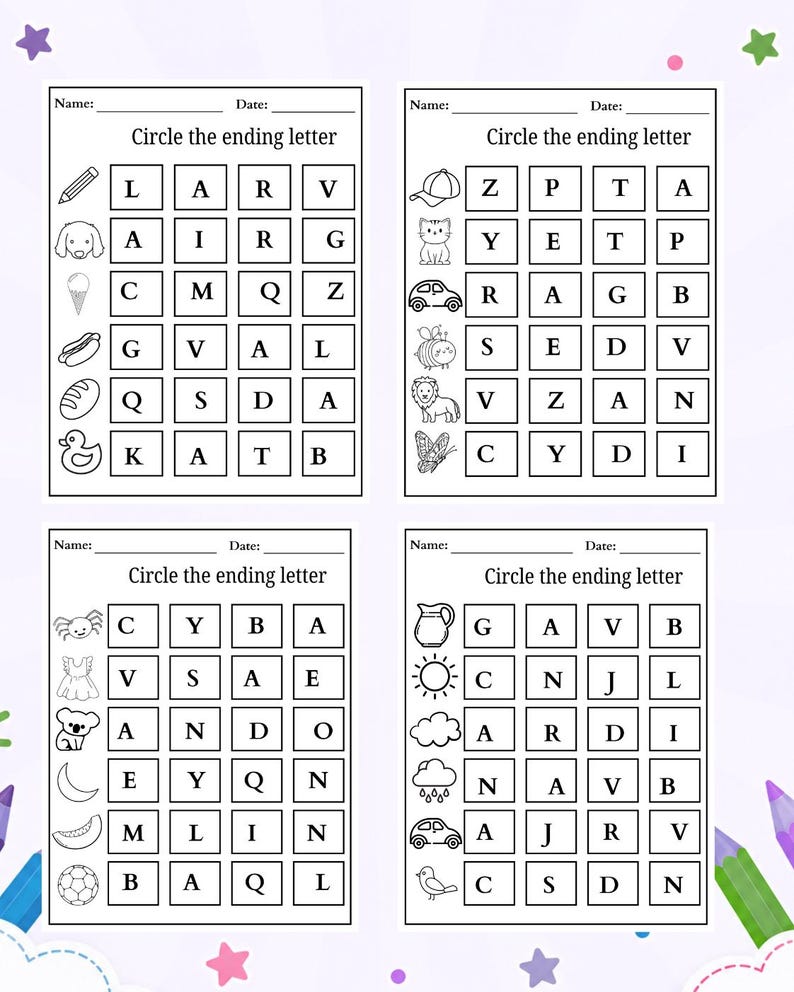 Alphabet Worksheets for Kids Ages 4-6 - Printable Letter Recognition ...