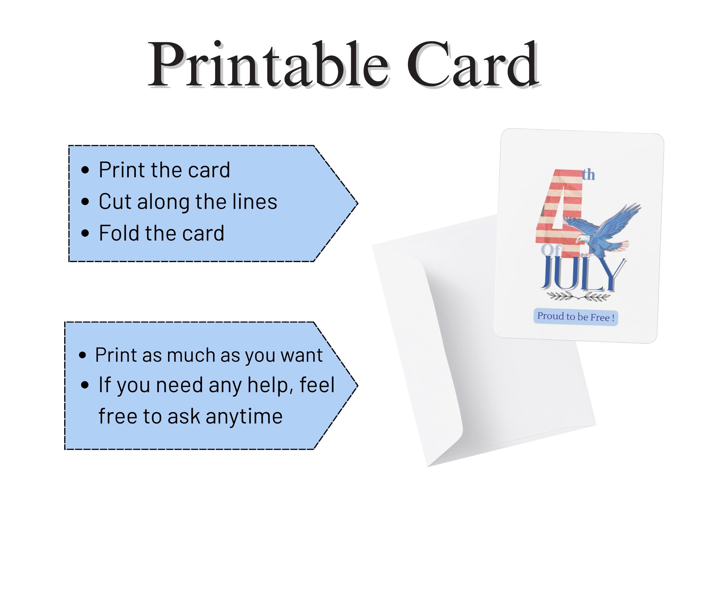 Patriotic Birthday Card Printable | 4th of July Card | USA Freedom ...