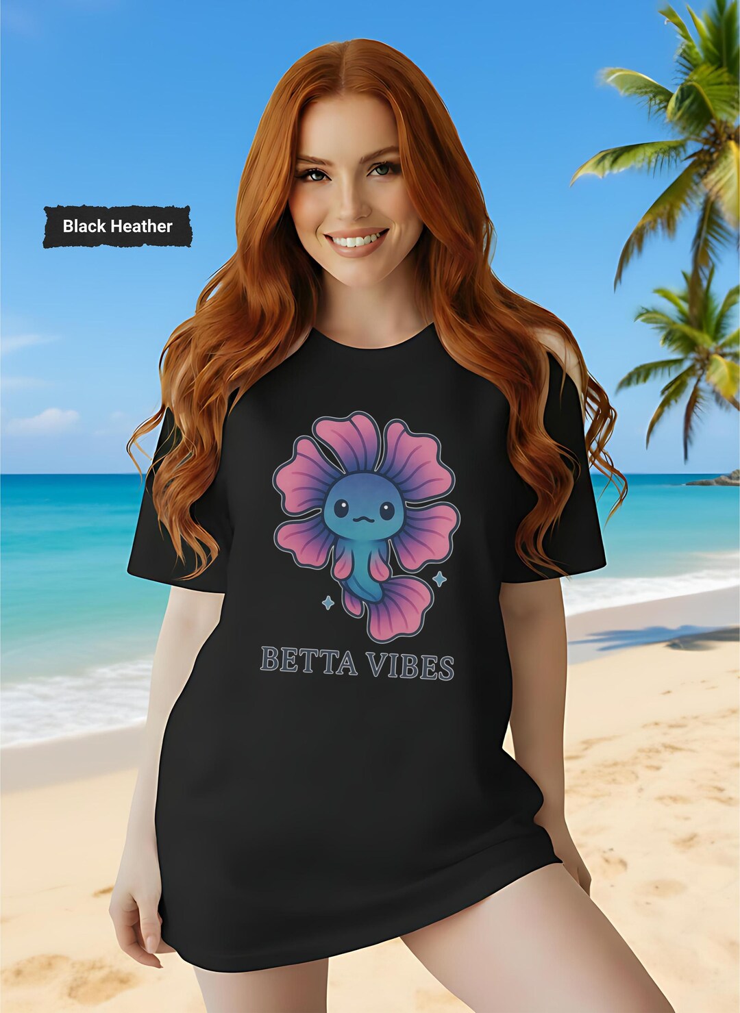 Betta Vibes Kawaii Betta Fish Tee | Cute Flowing Fins Design, Fish ...