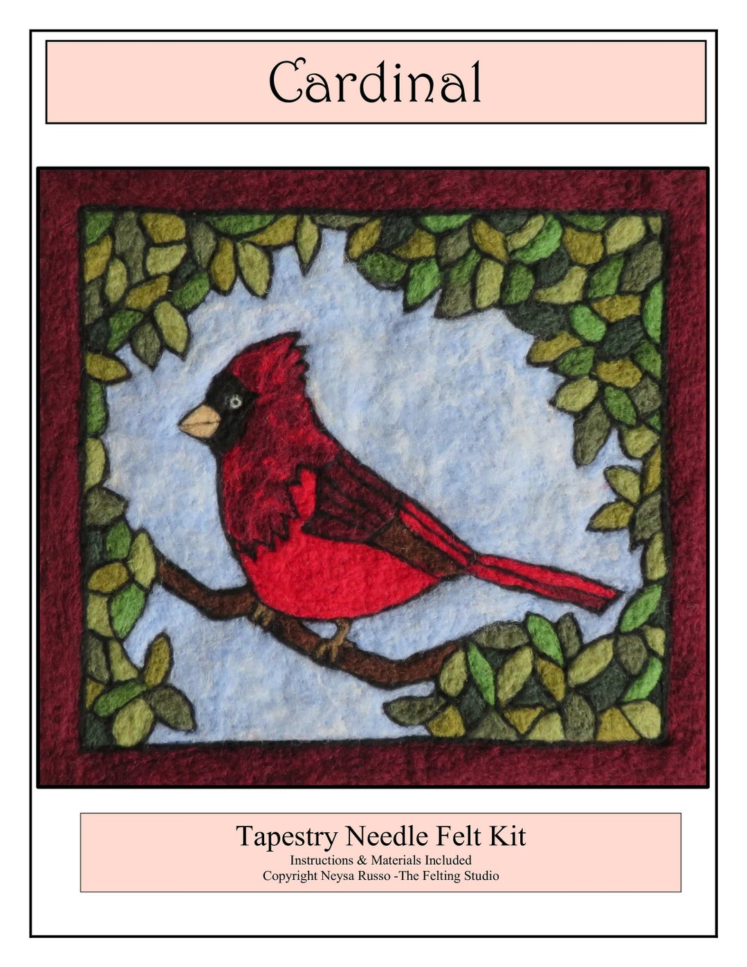 Cardinal Needle Felt Kit Beginners Welcome! Painting With Wool Tapestry ...