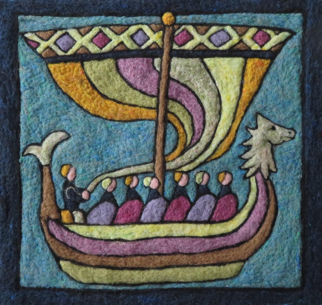 Medieval Viking Ship Wool Needle Felt Tapestry Kit - Etsy