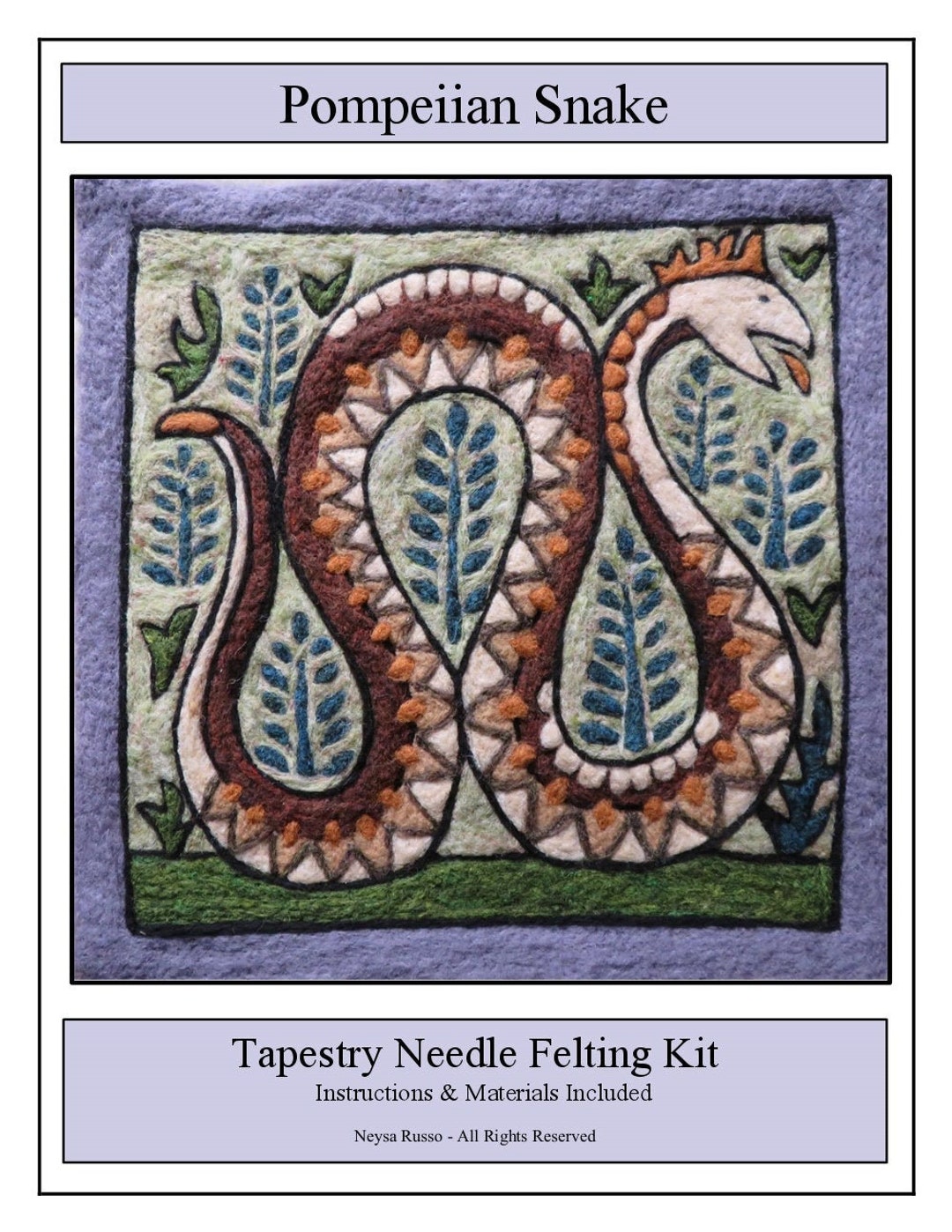 Pompeiian Snake Needle Felt Kit Medieval Tapestry Art Beginner Craft ...