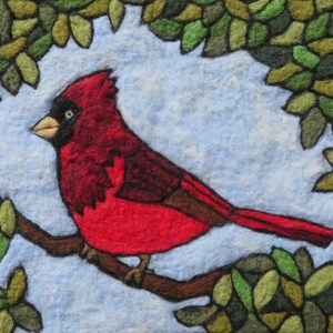 Cardinal Needle Felt Kit Beginners Welcome! Painting With Wool Tapestry ...