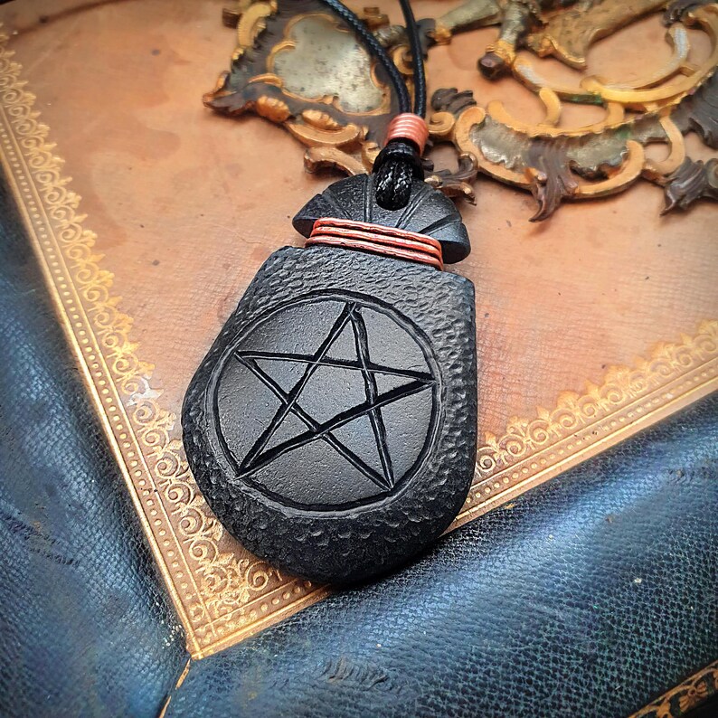 Witch Pentacle Talisman Necklace, Altar Stone Amulet, Protection ...