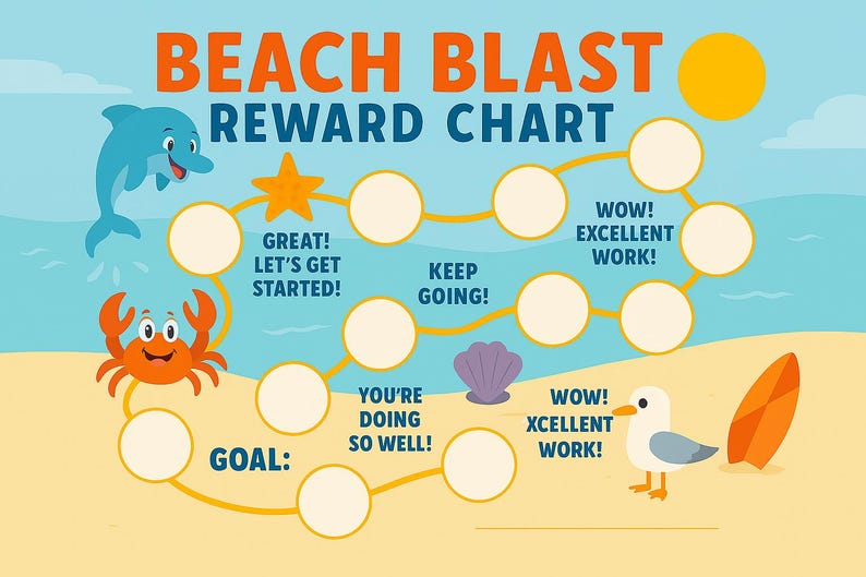 Beach Blast Printable Reward Chart | Summer-themed Motivation Tracker ...