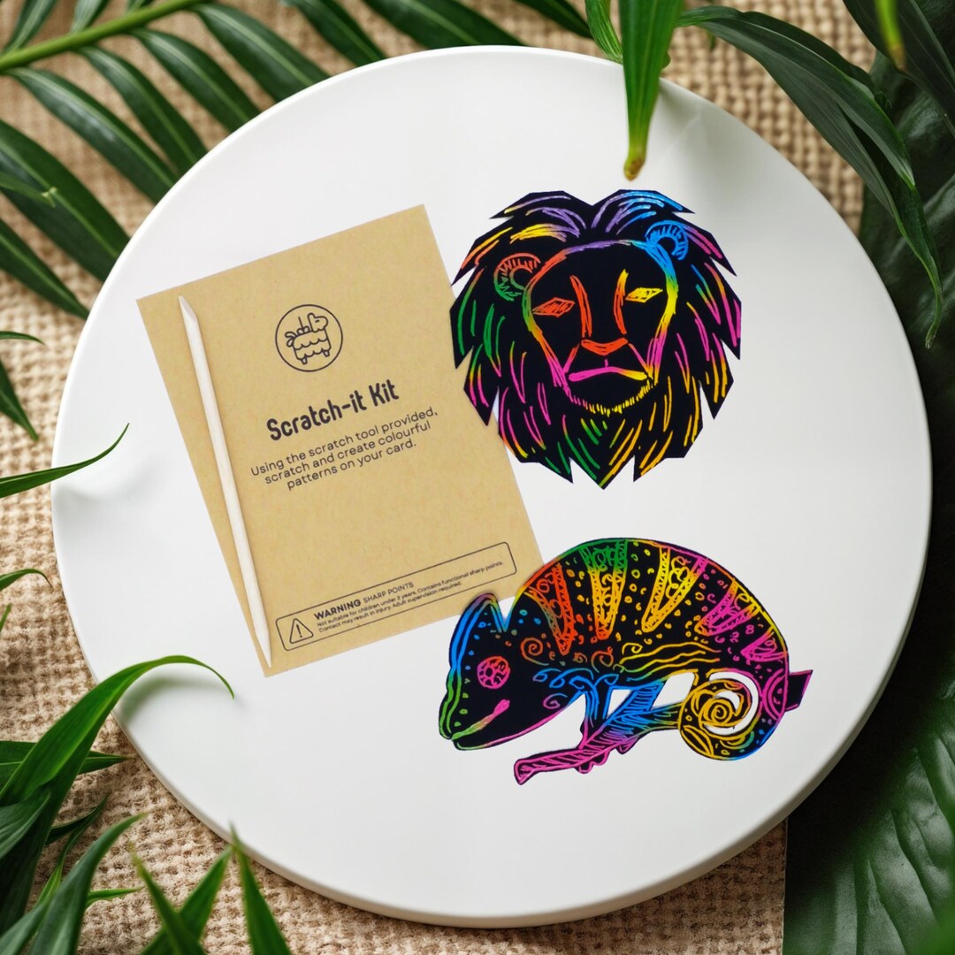 Jungle Theme Scratch It Kit - Eco Friendly Party Bag Fillers - Kids ...