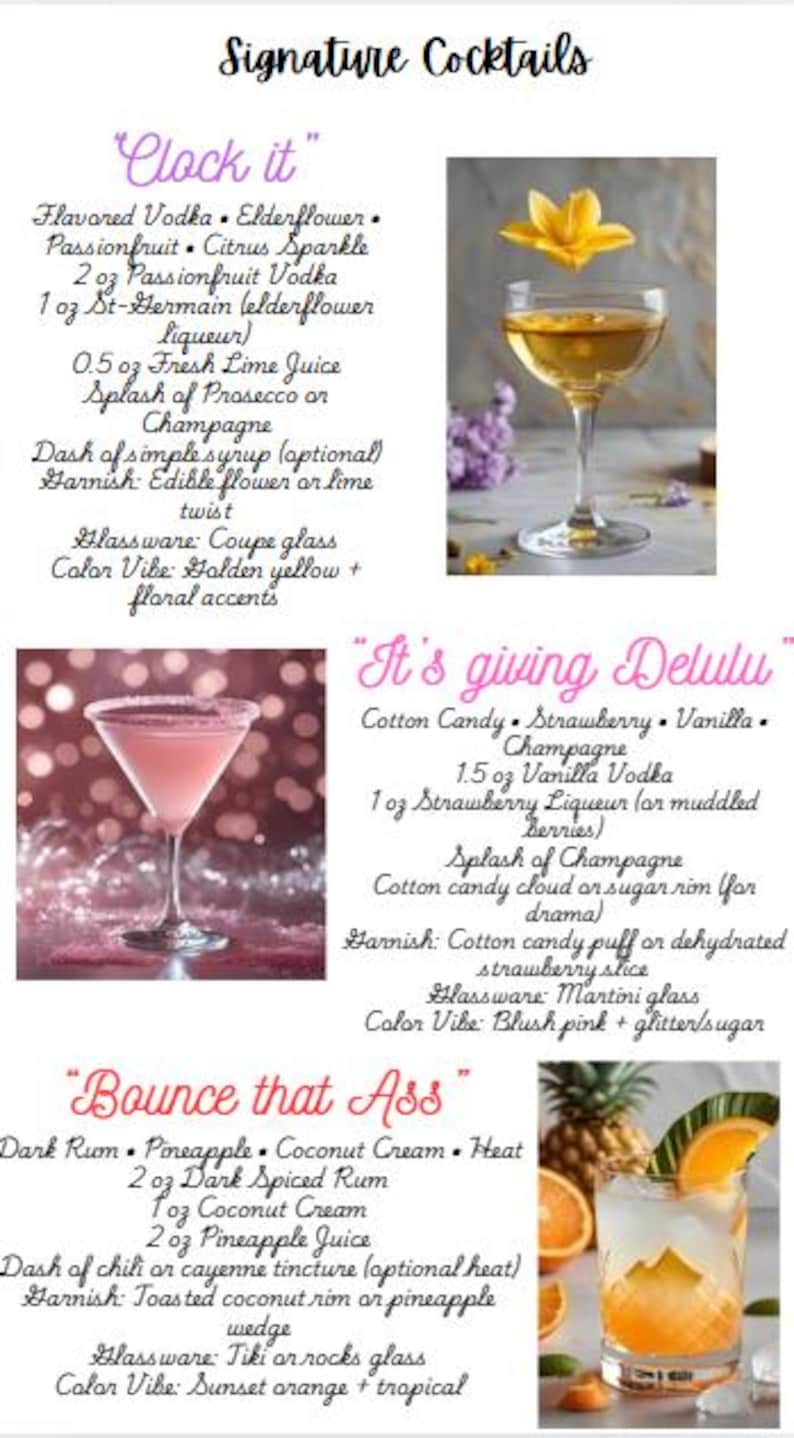 Editable Signature Cocktail Menu Template | Elegant Printable Bar Sign ...