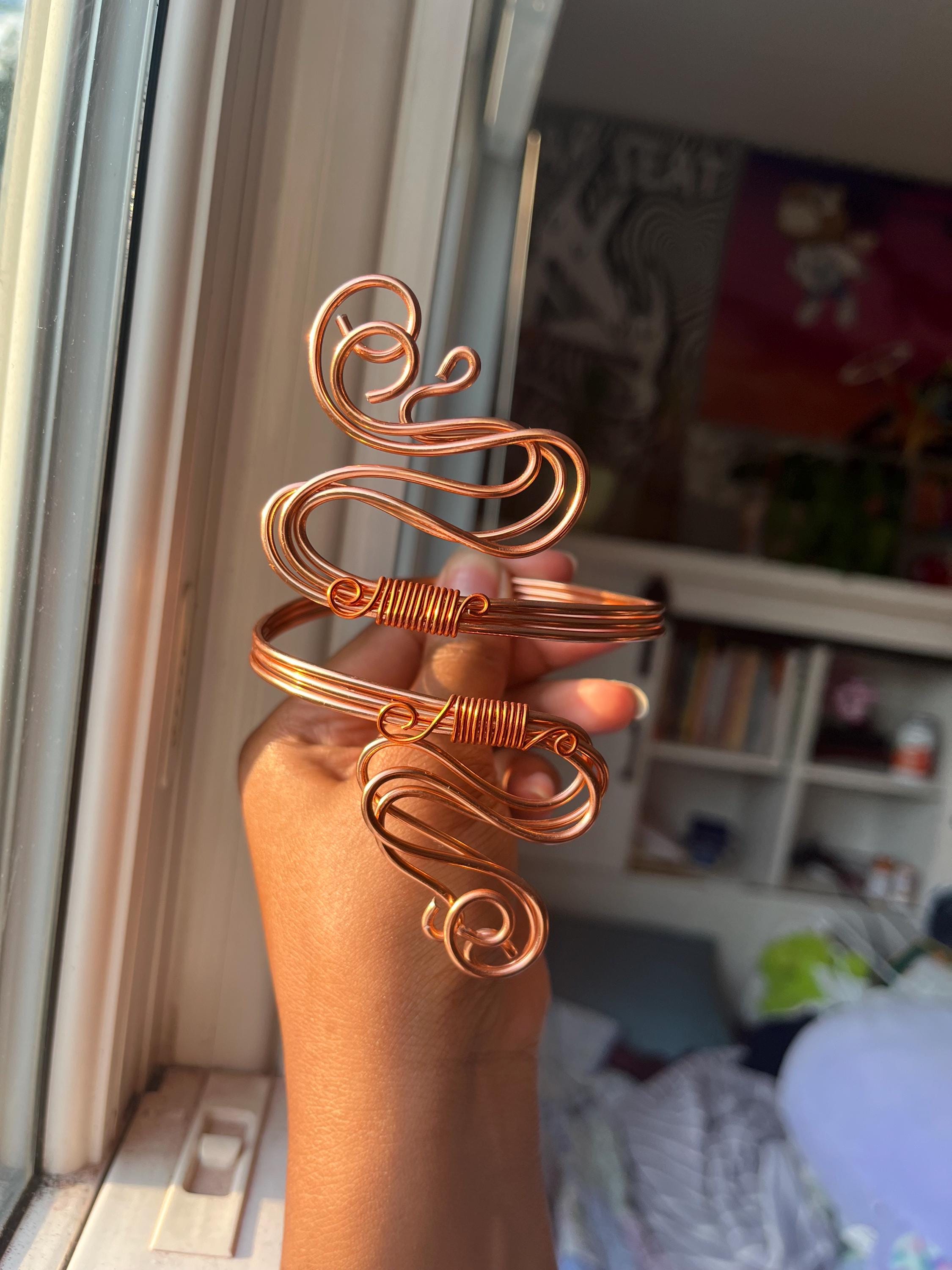 Copper Arm Cuff With Orange Detailing - Etsy