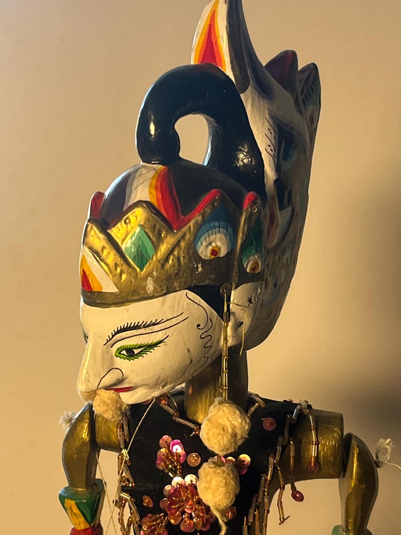 Vintage Indonesian Wayang Golek Puppet – Hand-carved Beaded Costume - Etsy