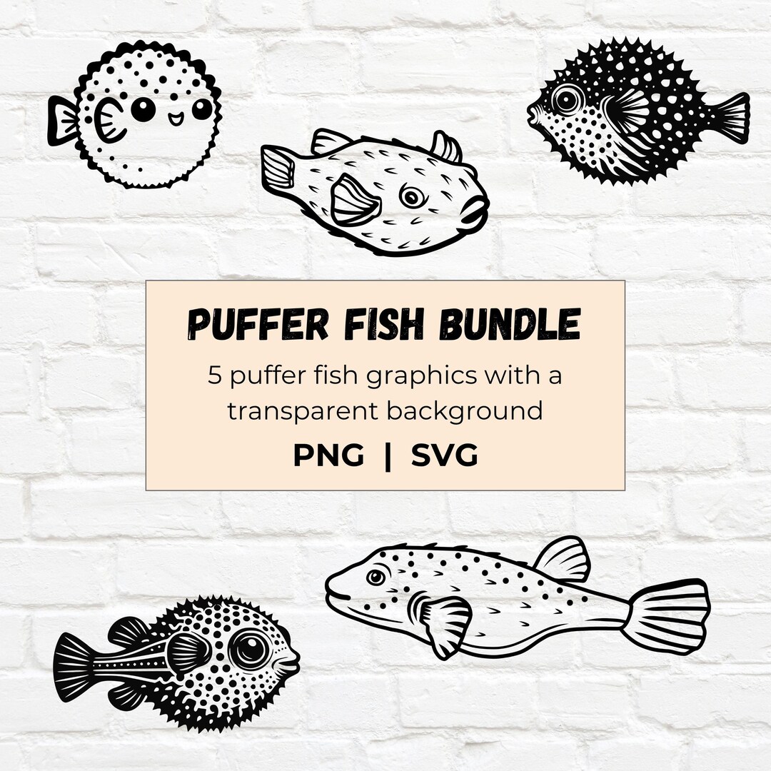 Puffer Fish SVG PNG: Aquatic Art File, Transparent Background (digital ...