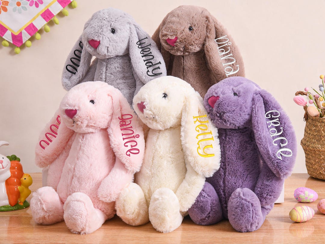 Personalized Plush Bunny Rabbit,embroidered Easter Plush Bunny Toy ...