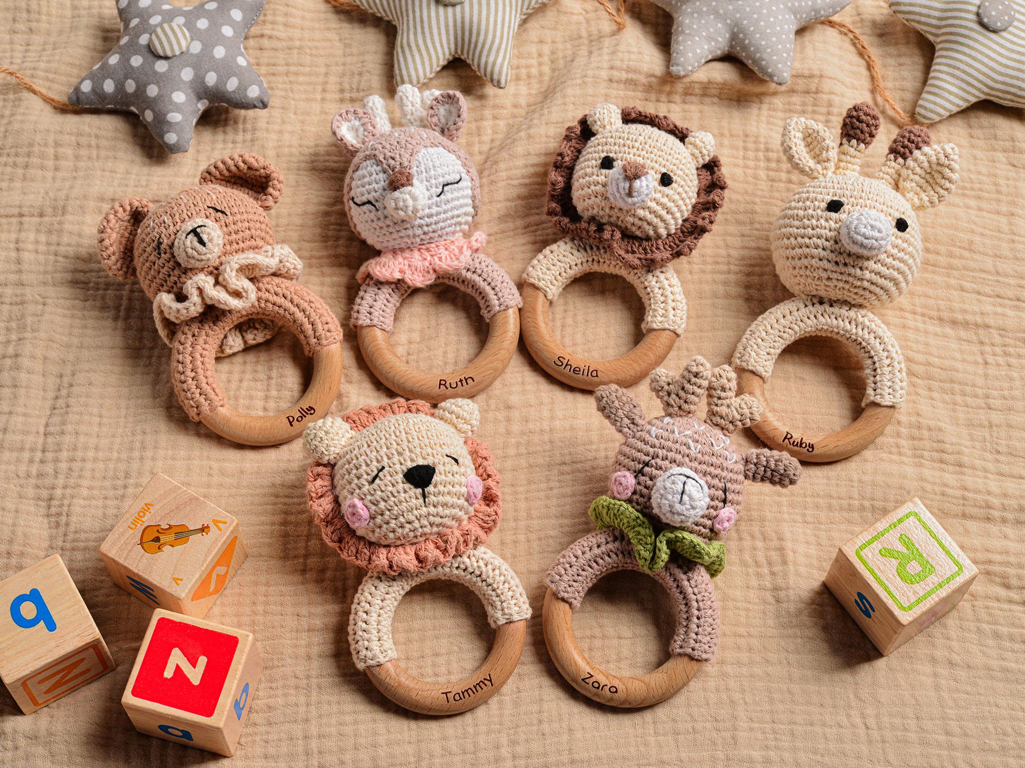 Custom Animal Rattle With Babies Name, Personalized Toy Rattle With ...