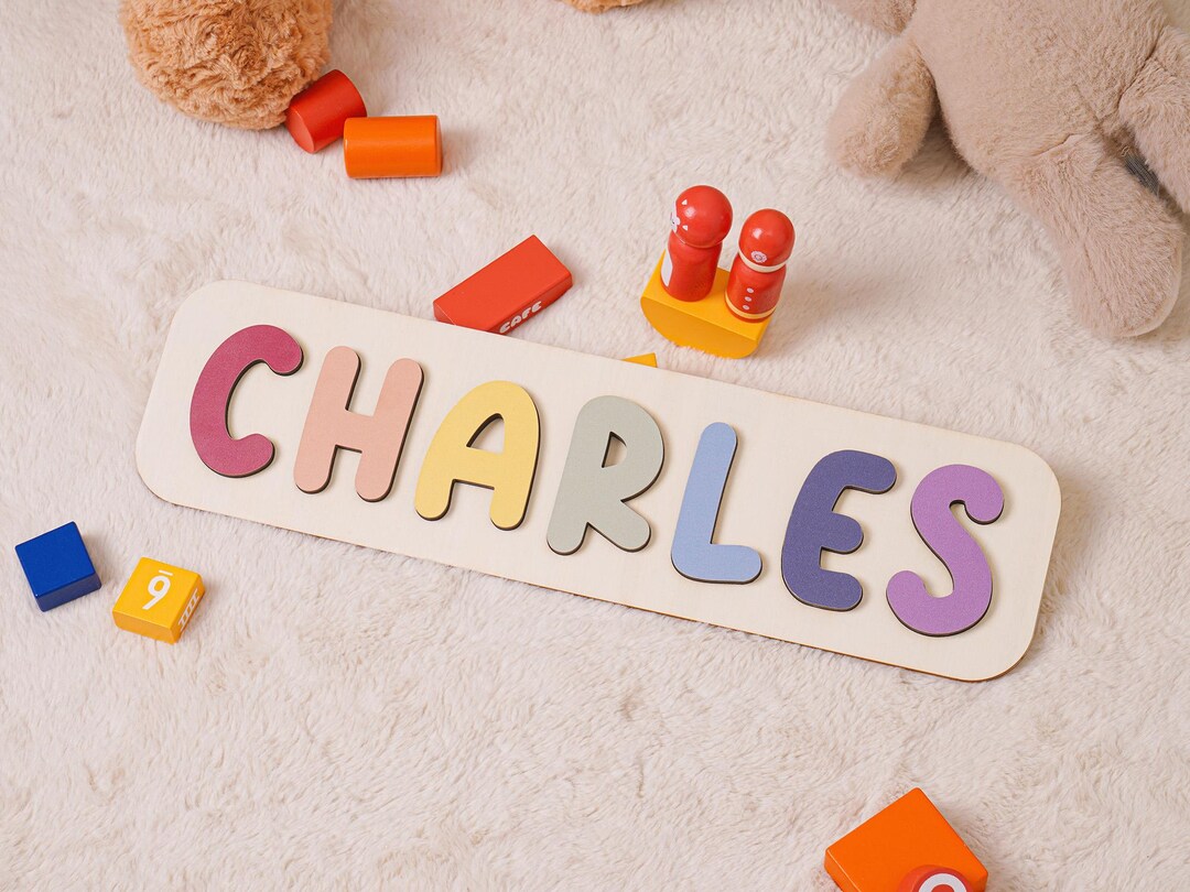 Personalized Handmade Name Puzzle With Animals, Custom New Baby Gift ...