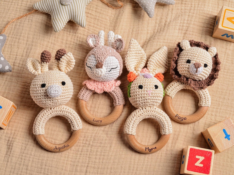 Custom Animal Rattle With Babies Name, Personalized Toy Rattle With ...