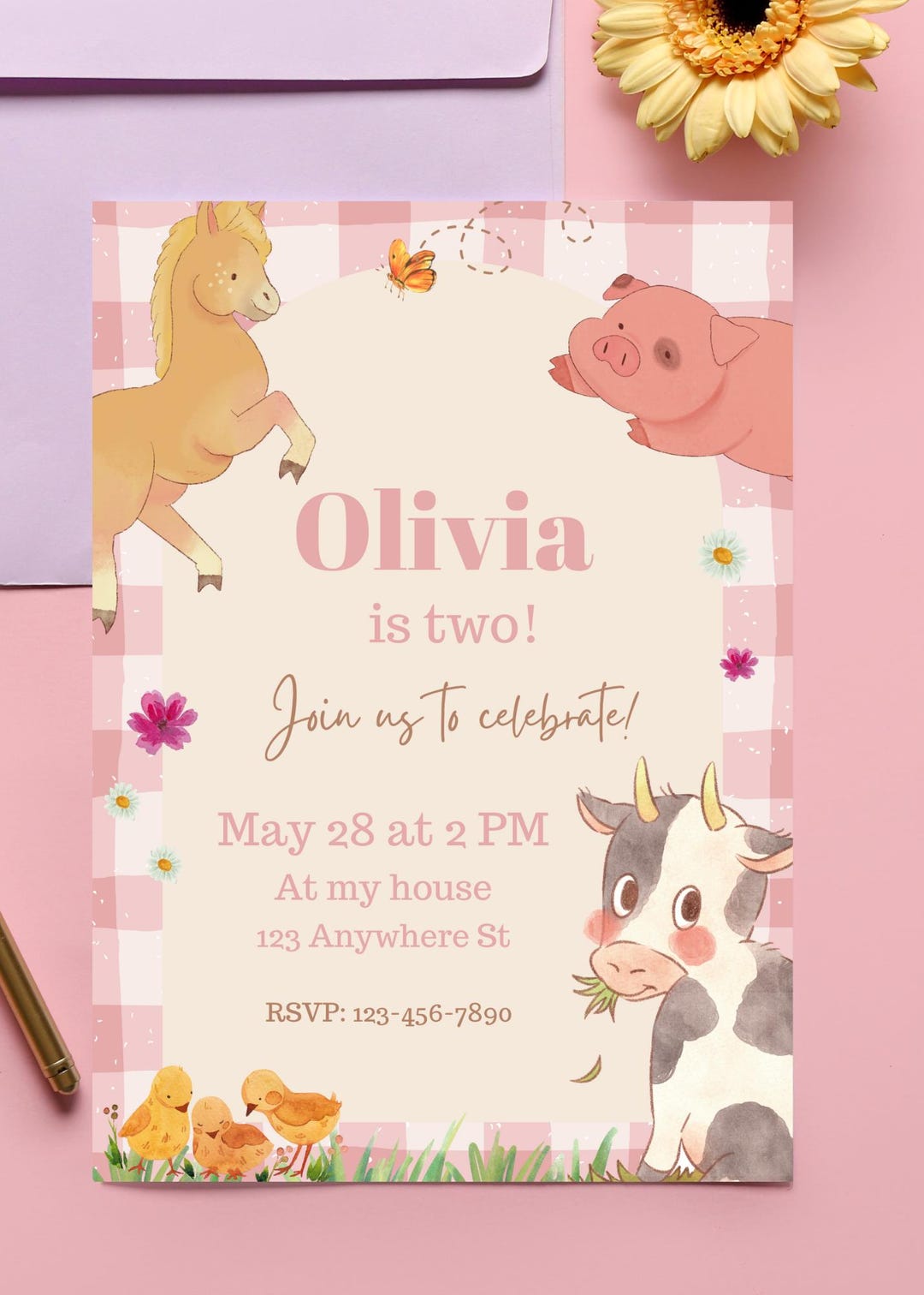 Editable Farm Birthday Invitation | Farm Party Invite | Canva Template ...