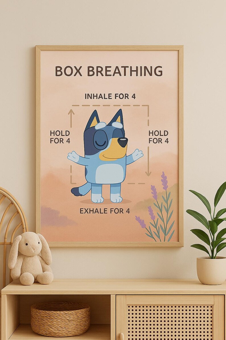 Bluey Box Breathing Poster 2ft X 3ft | Yoga for Children | Mindfulness ...