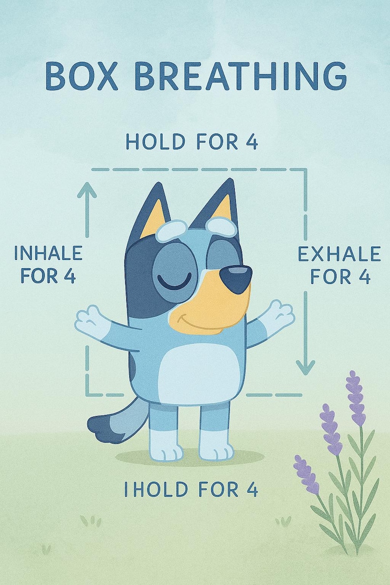 Bluey Box Breathing Poster 2ft X 3ft | Yoga for Children | Mindfulness ...