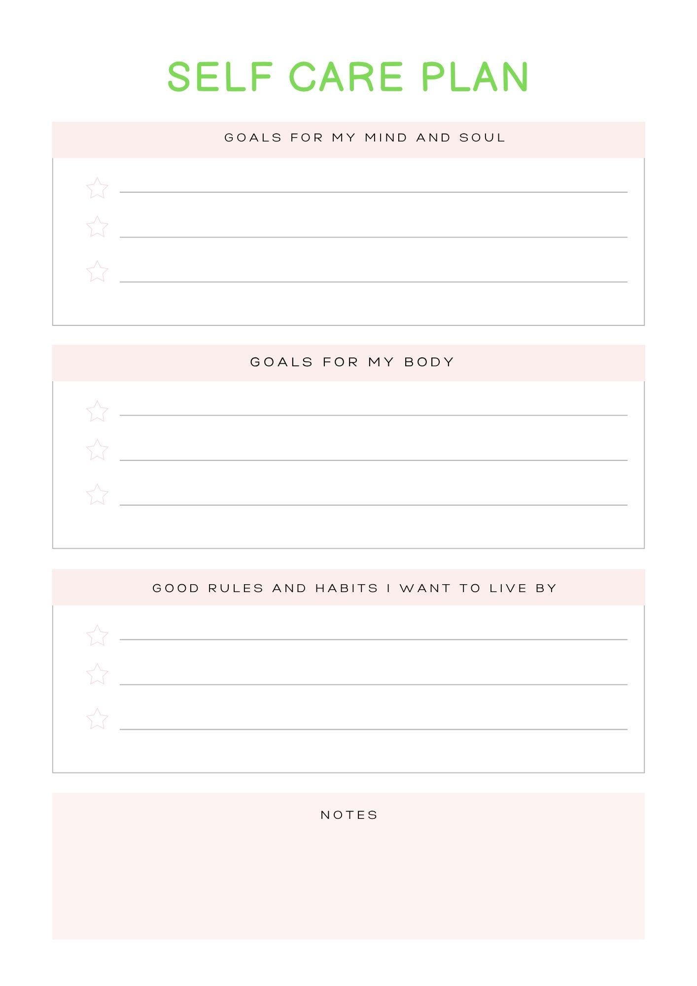 Self Care Planner Printable: Daily Wellness & Mental Health Tracker ...
