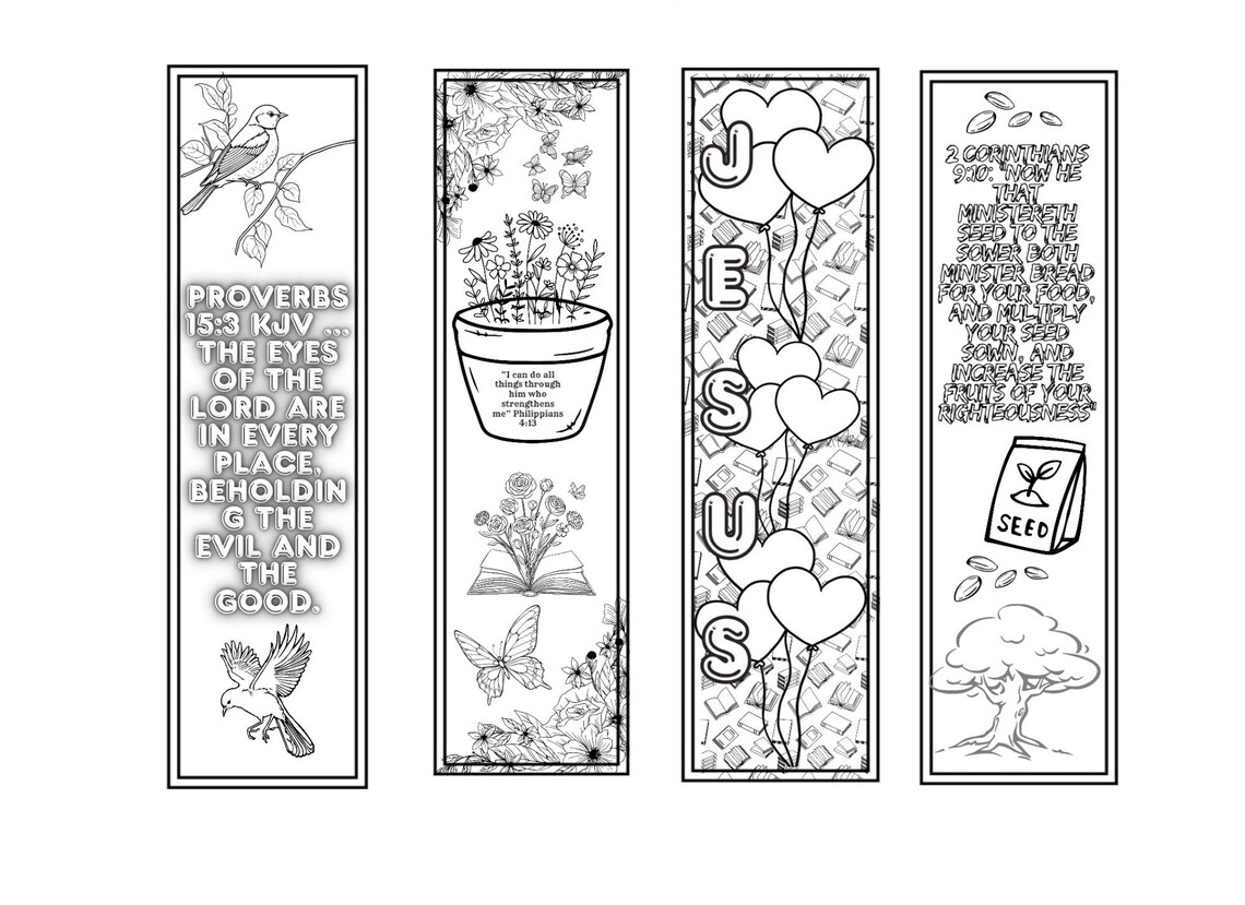 Christian Coloring Bookmarks Set - Etsy