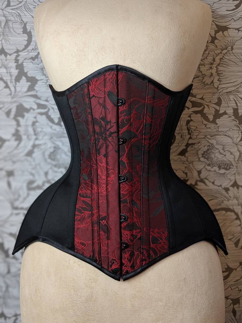 Red Jacquard Longline Conical Rib Waist Training Corset - Etsy