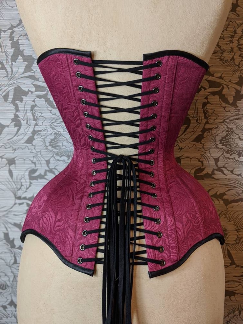 BESPOKE Bordeaux Longline Conical Rib Waist Training Corset - Etsy