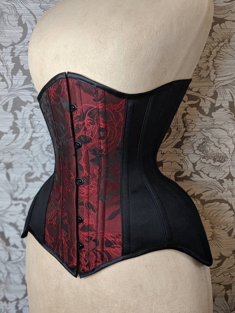 Red Jacquard Longline Conical Rib Waist Training Corset - Etsy