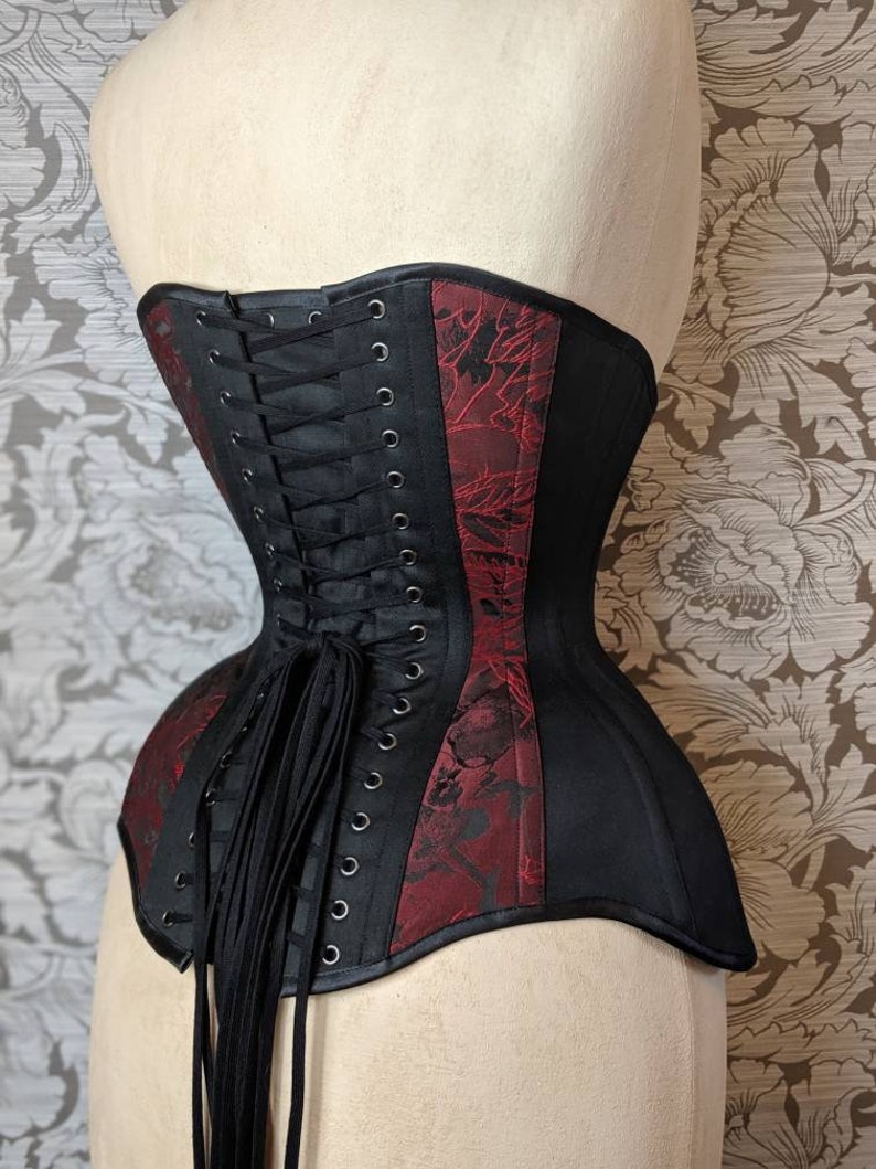 Red Jacquard Longline Conical Rib Waist Training Corset - Etsy