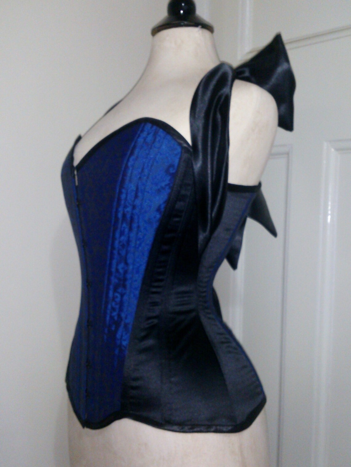 BESPOKE Electric Blue Brocade Halterneck Overbust Corset - Etsy