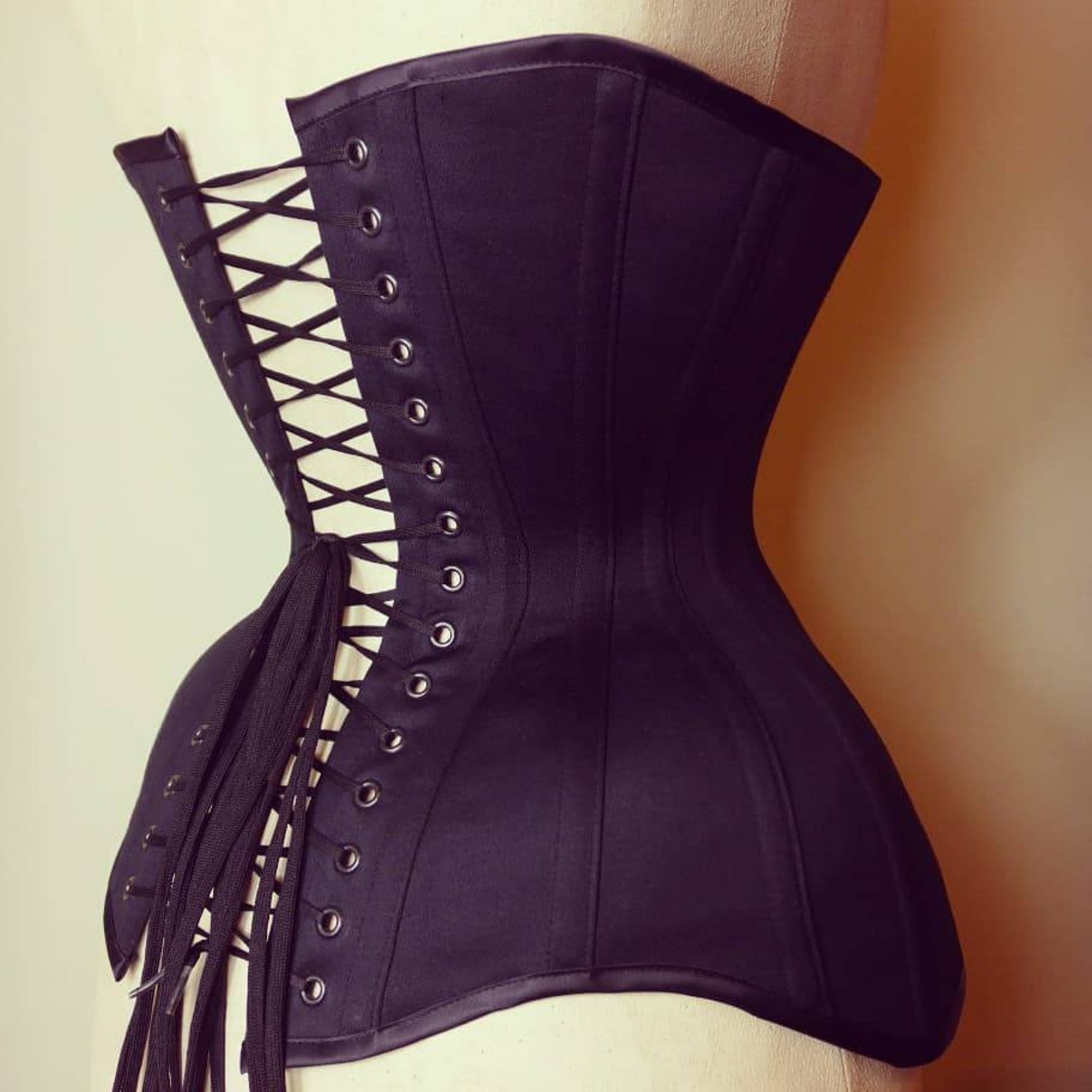BESPOKE Sateen Cotton Longline Conical Rib Waist Training Corset - Etsy UK