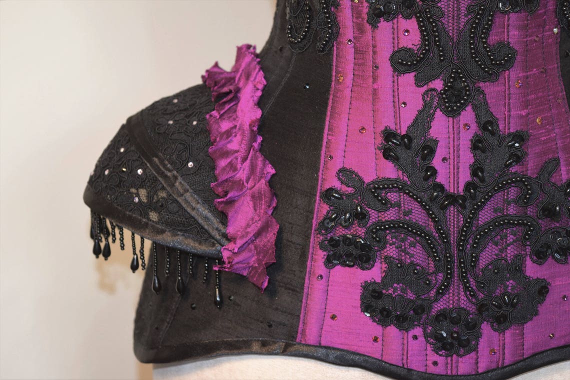 BESPOKE Silk Corset With Beaded Lace Applique Swarovski - Etsy
