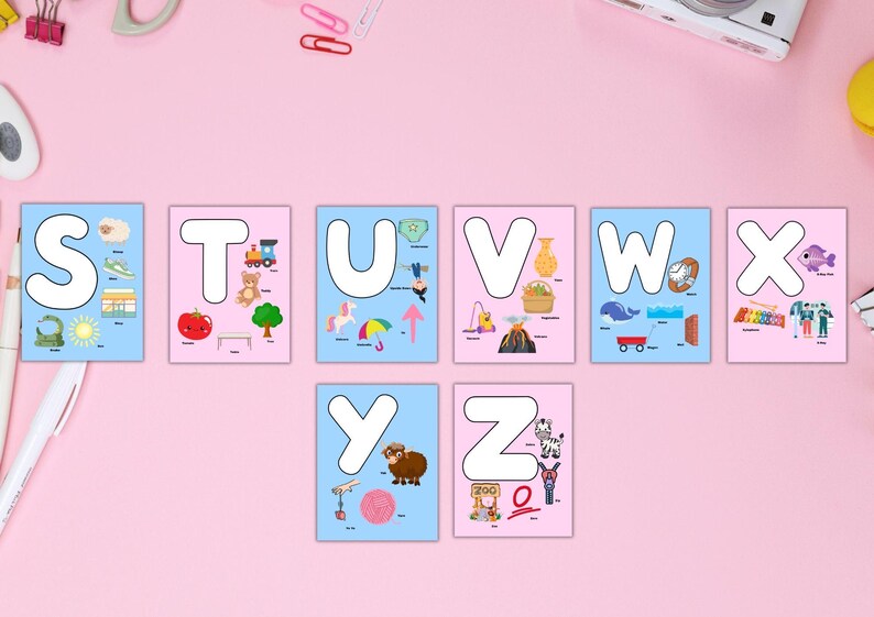First ABC Learning Cards | Printable Learning Cards | 1st Birthday ...