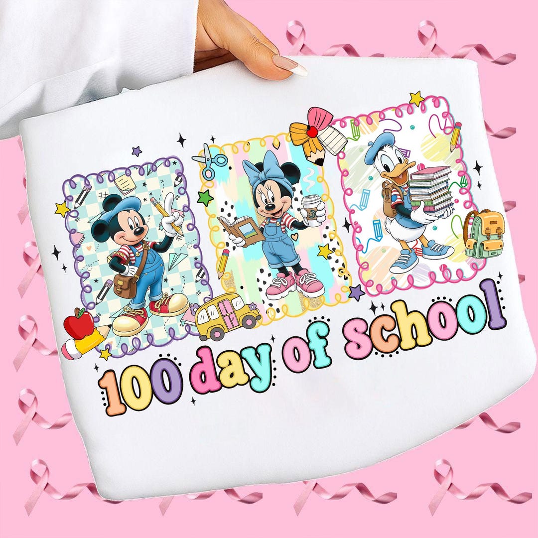 100 Days of School Mouse and Friends PNG, 100th Day Teacher PNG, Retro ...