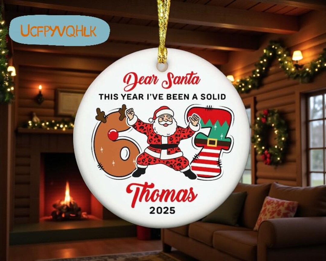 Six Seven Meme Christmas Ornaments: Gen Alpha Humor, Porcelain Tree ...