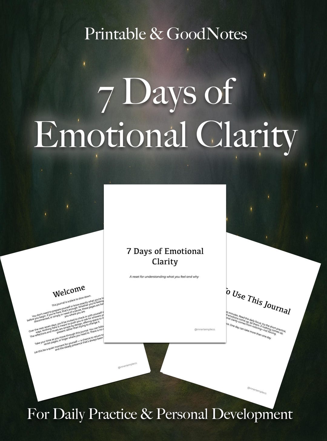 7 Days of Emotional Clarity Printable Journal Workbook - Etsy