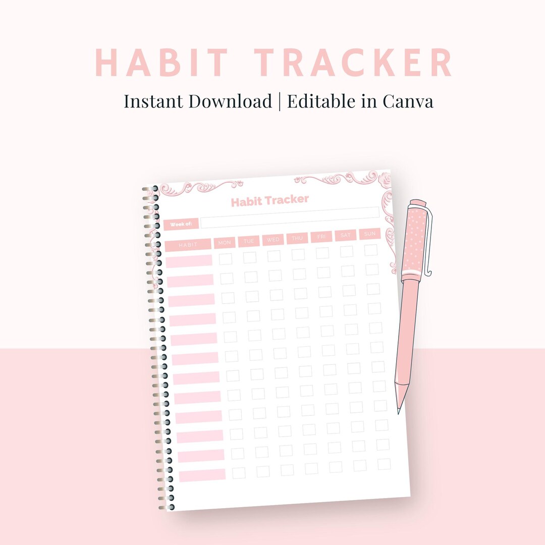 Habit Tracker Printable | Weekly Habit Tracker | One Page Habit Planner ...
