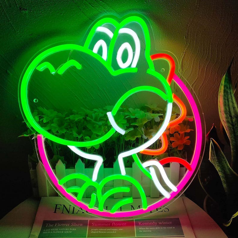 Anime Neon Sign Yoshi Dinosaurs Dimmable LED Lights Gaming Room Living ...