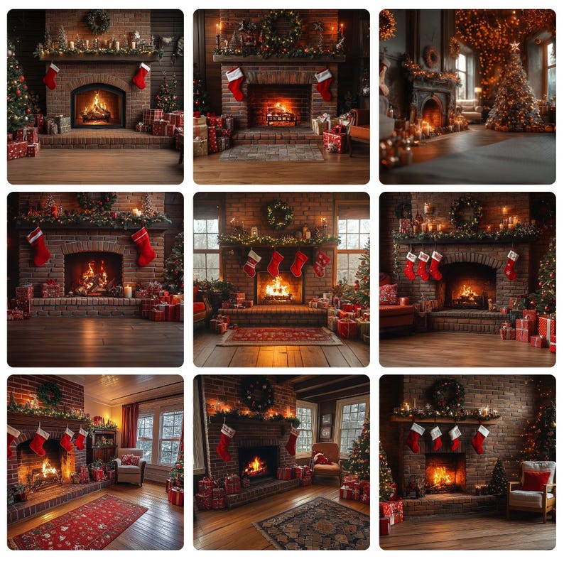 Christmas Fireplace Digital Backdrop: Old Masters Painterly Style ...