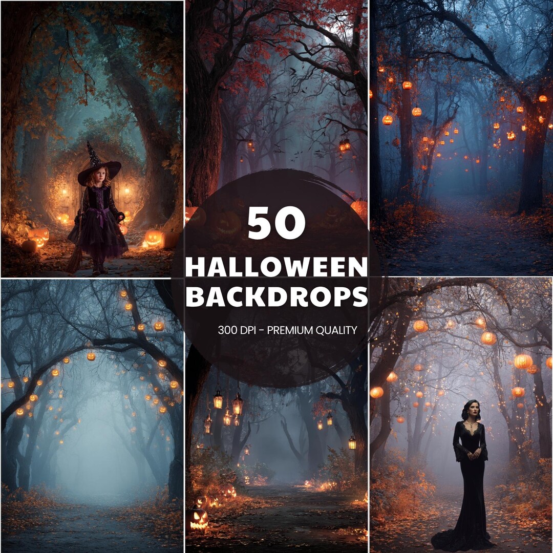 Haunted Forest Halloween Backdrop: Spooky Party Photo Background - Etsy