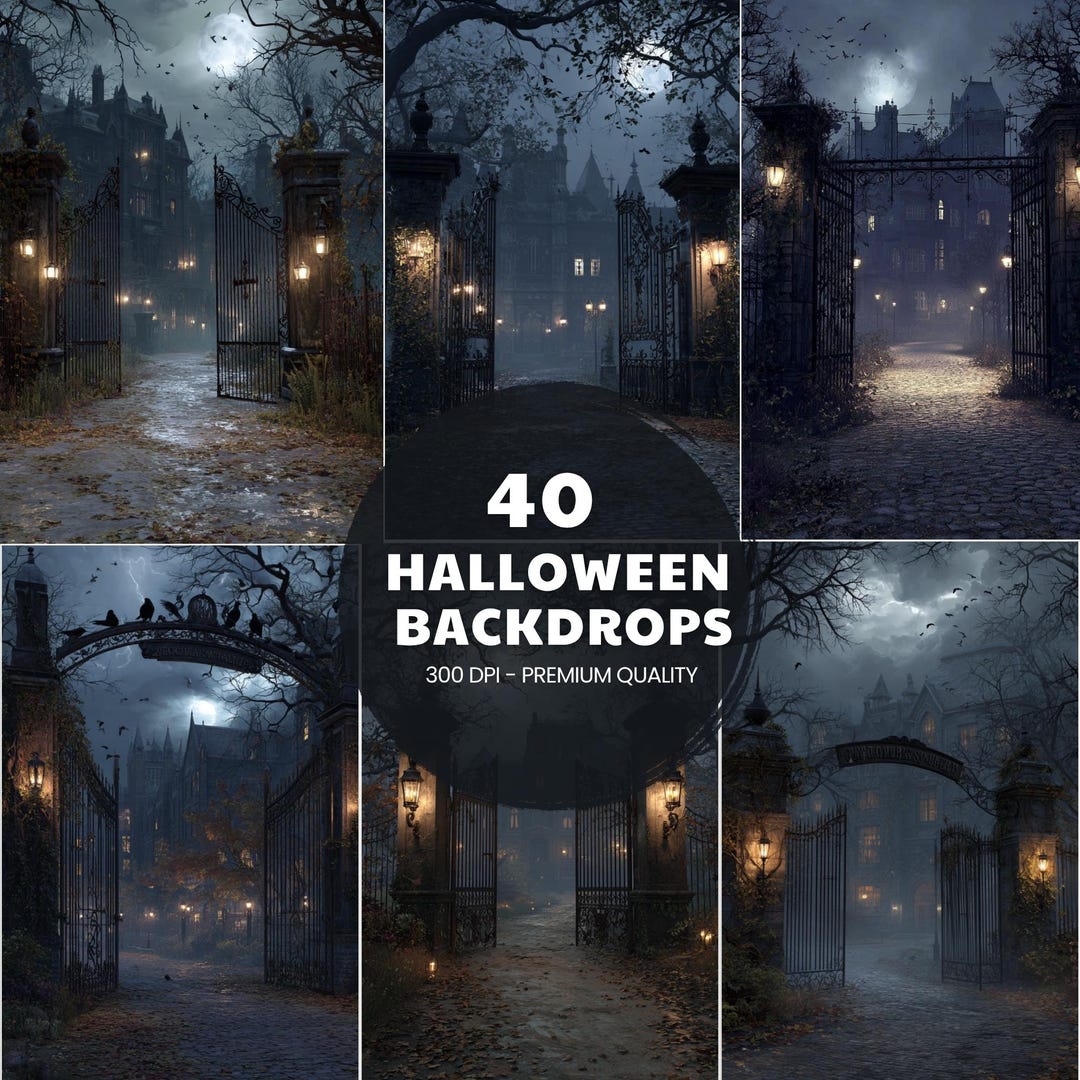 Haunted House Digital Backdrop: Creepy Halloween Scene (digital ...
