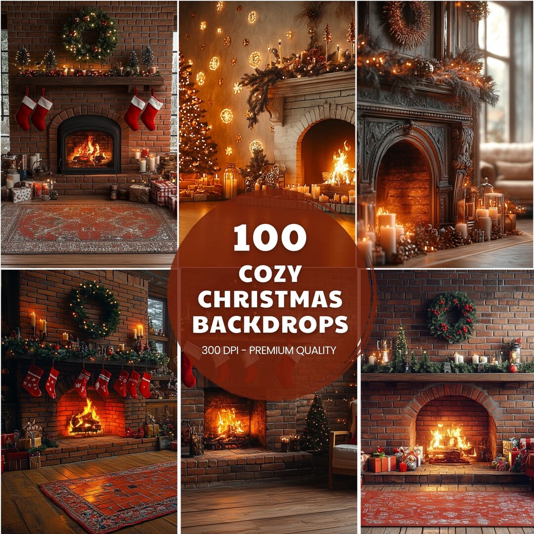 Christmas Fireplace Digital Backdrop: Old Masters Painterly Style ...