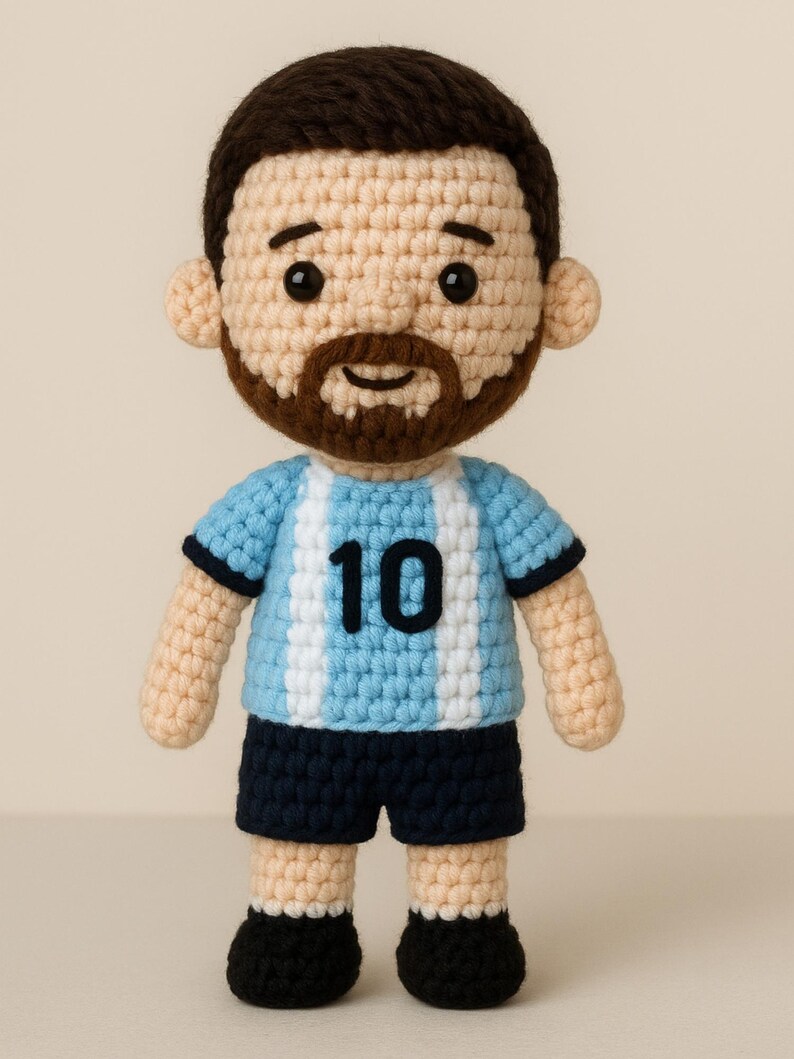 Lionel Messi Crochet Pattern | Amigurumi Soccer Doll 15-18cm | Football ...