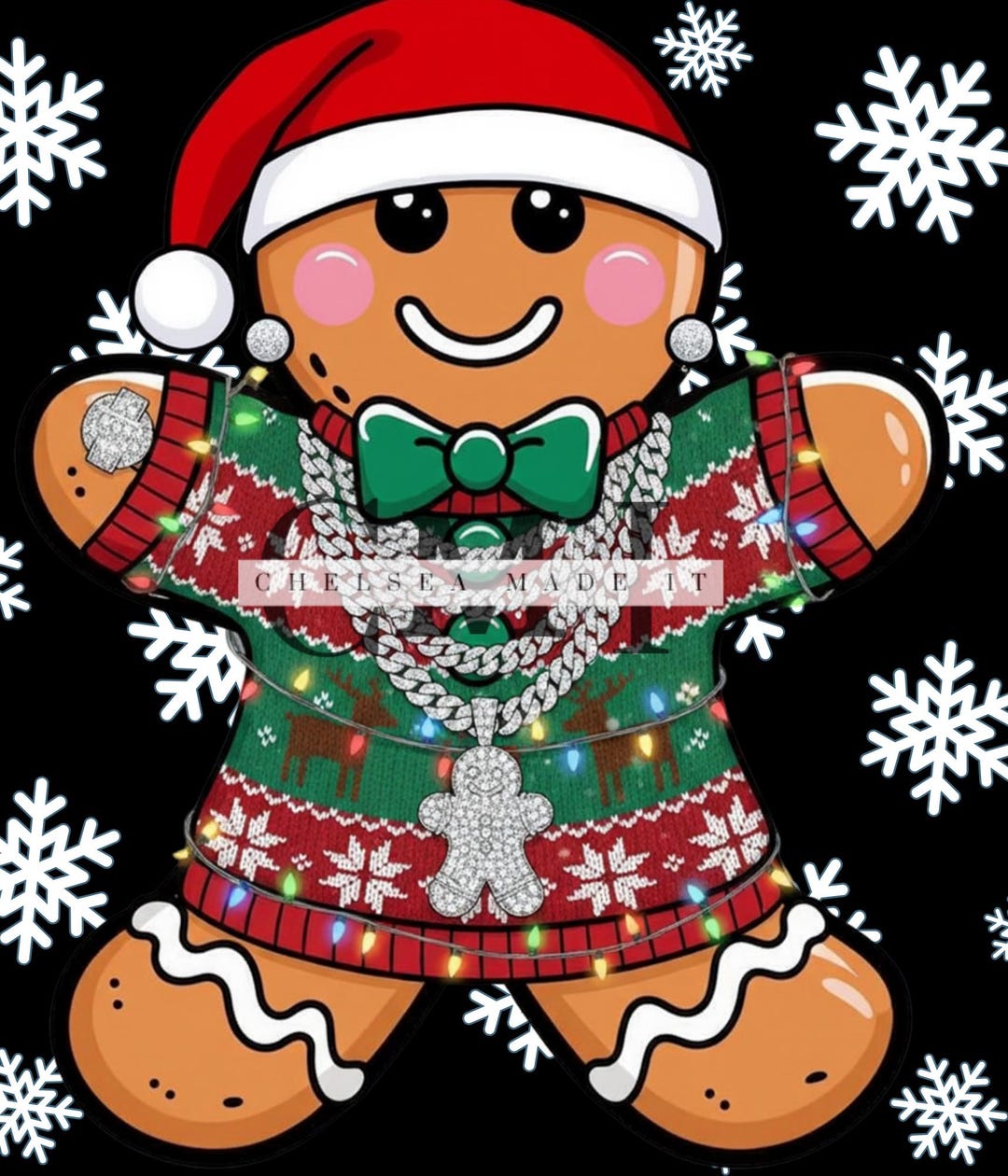 Christmas Gingerbread Man Bling PNG Drip Jewelry Ice Holiday Portrait ...