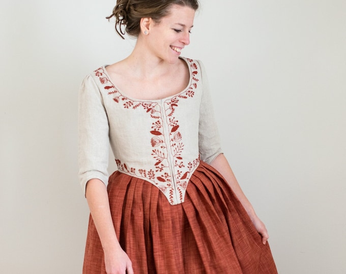 RESERVED LISTING Colonial Costume, Hand Embroidered, 18th Century Gown ...
