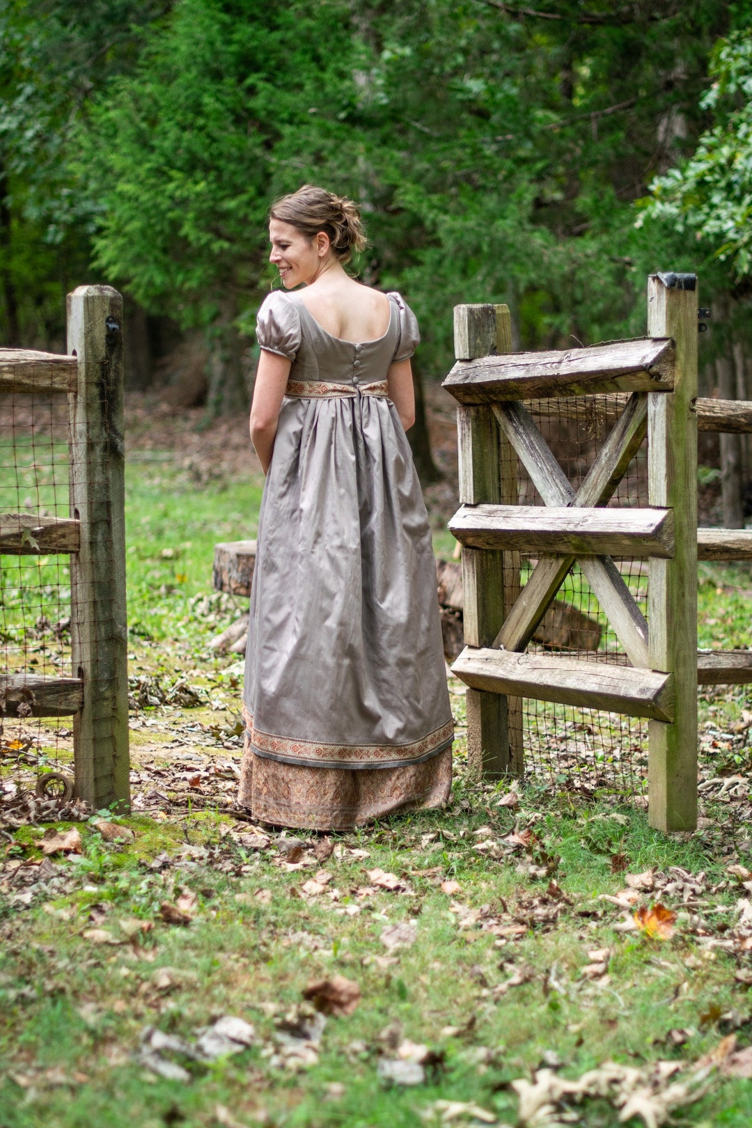 Regency Dress, Size 2, Jane Austen Dress, High Waisted, Brown Saree ...