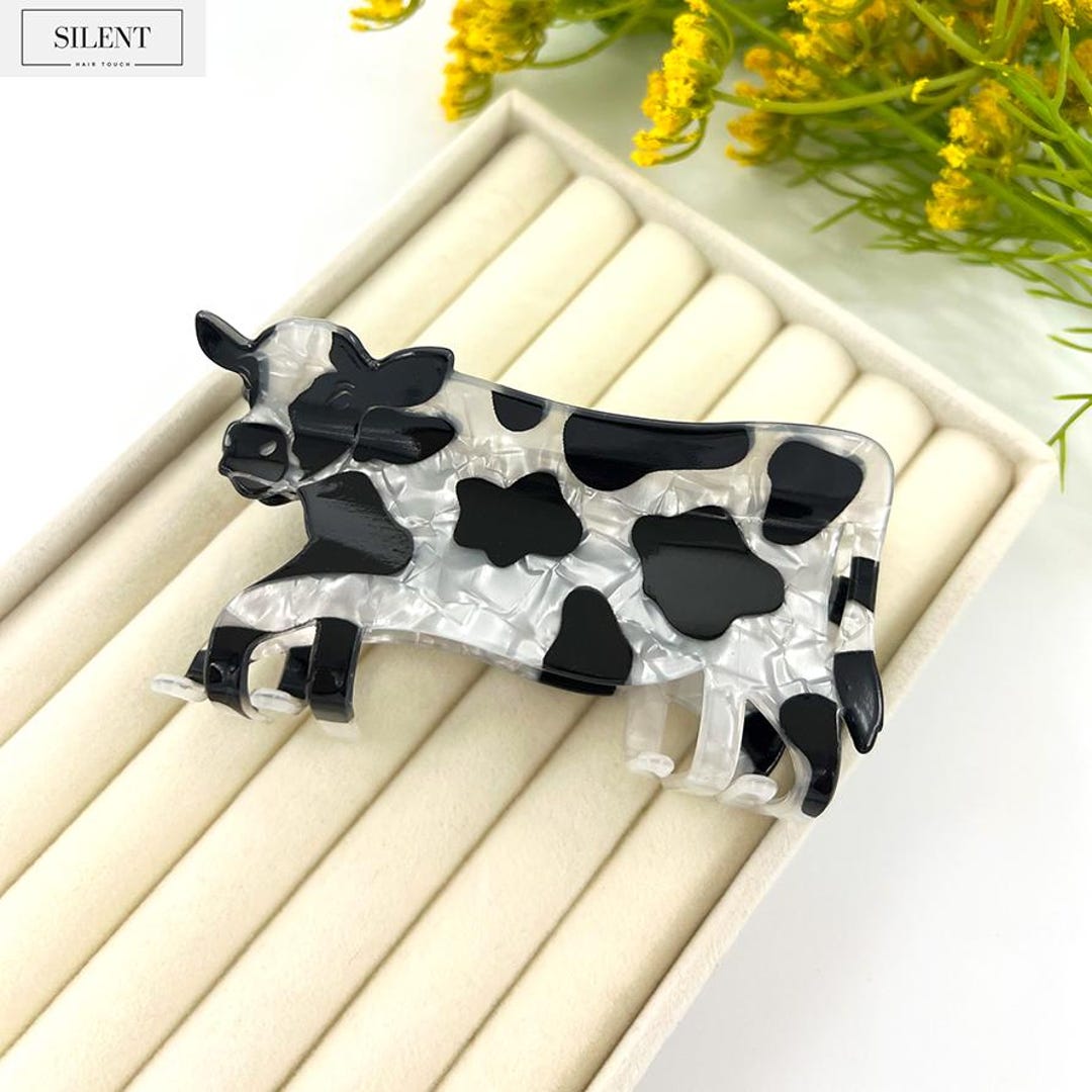 Cow Hair Clip, Farm Animal Hair Claw, Big Black White Hair Clamp ...