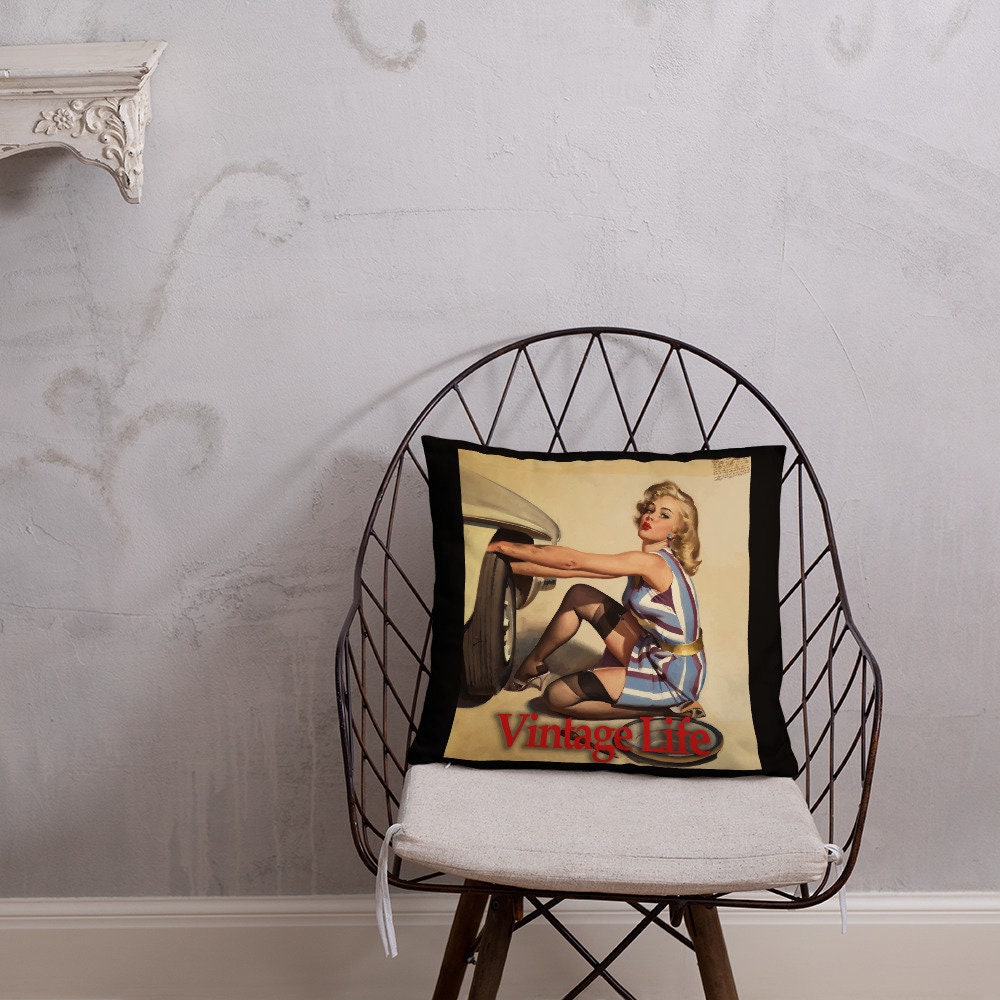 Pinup, Pinup Pillow, Vintage Home Decor, Vintage Pillow, Throw Pillow ...