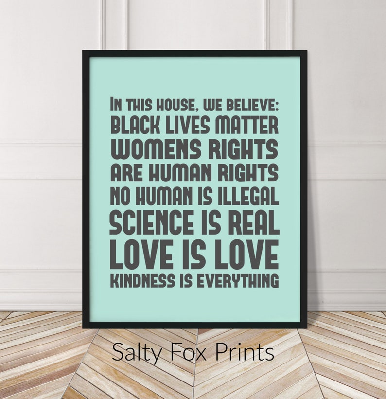 House Rules Liberal Values Poster, Feminist Wall Art, Love is Love ...