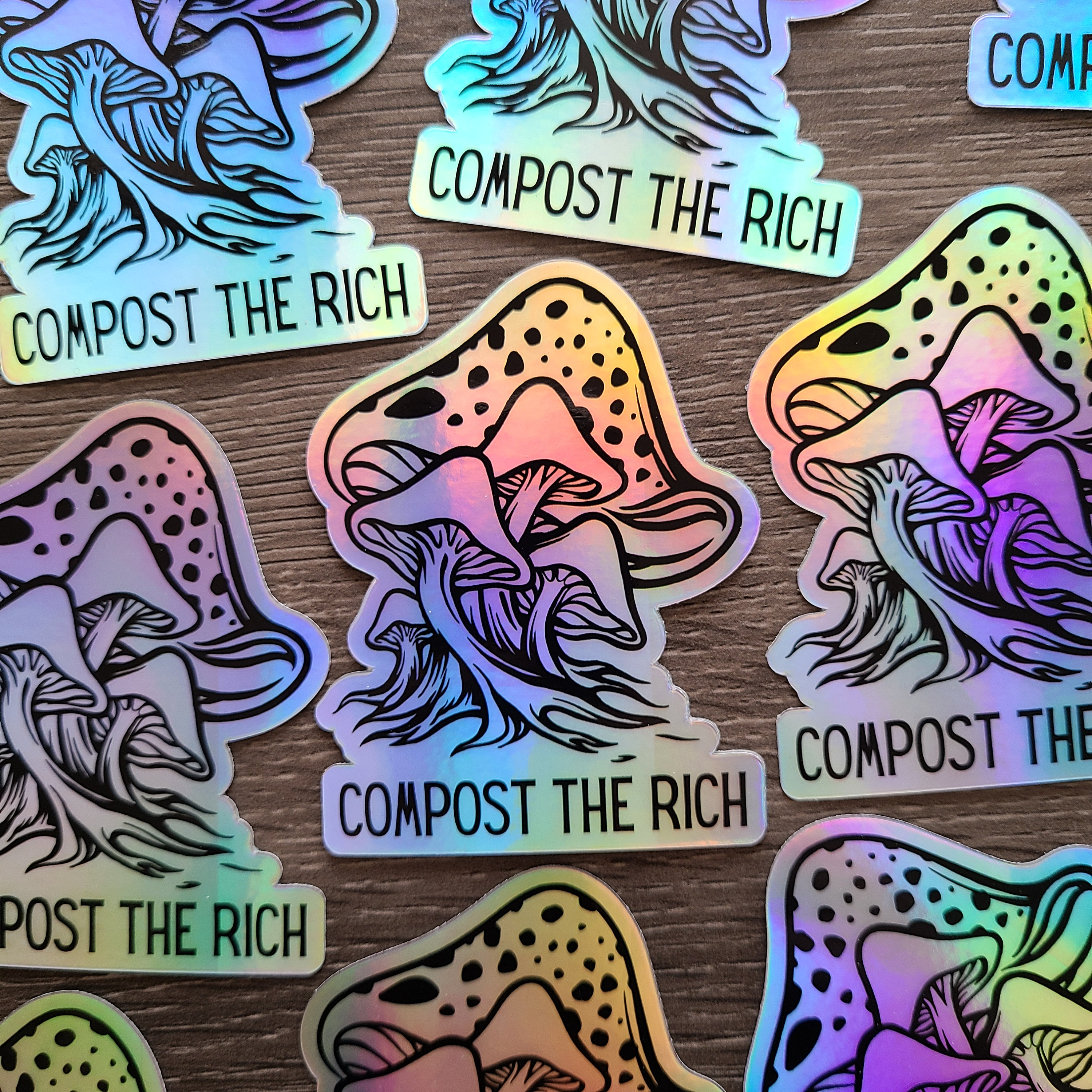 Compost the Rich Sticker Anti Capitalist Holographic Sticker - Etsy